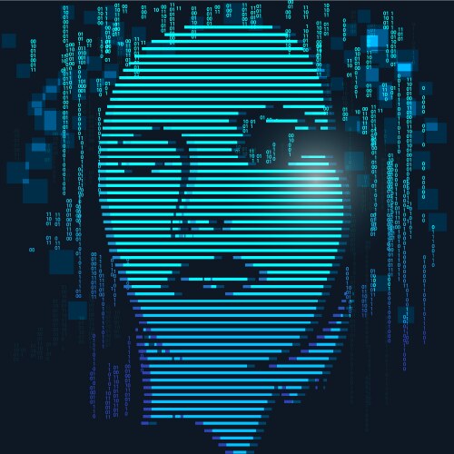Particle digital face concept design Royalty Free Vector