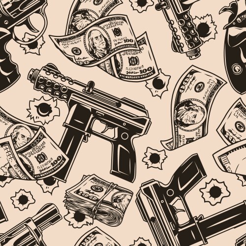 Gangster and money vintage seamless pattern Vector Image