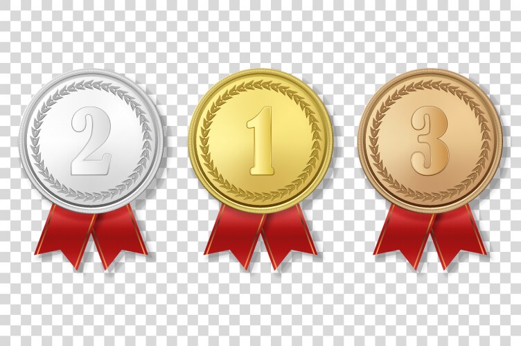 Realistic metal award medals set Royalty Free Vector Image