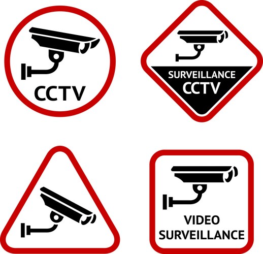 Security camera cctv signs Royalty Free Vector Image