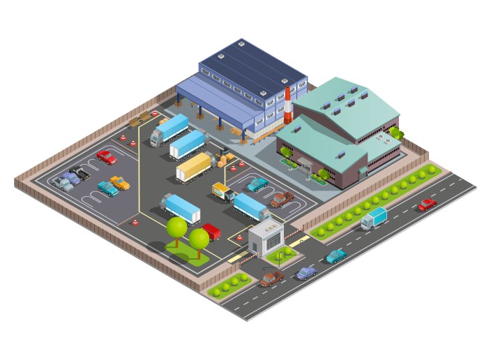 Isometric low poly warehouse building icon Vector Image