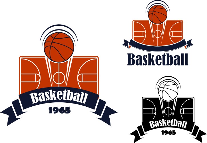 Basketball sport emblem set Royalty Free Vector Image
