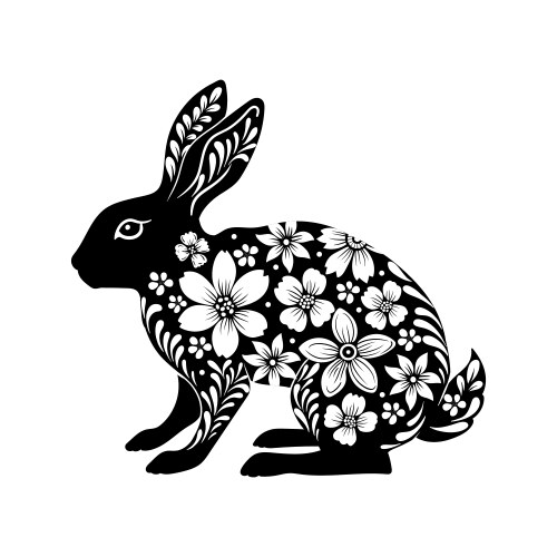 Easter bunny with floral pattern for postcard Vector Image