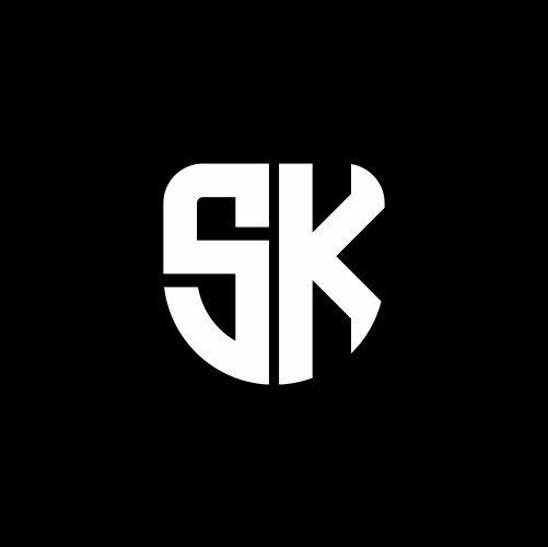 Sk logo monogram with gold colors and shield Vector Image