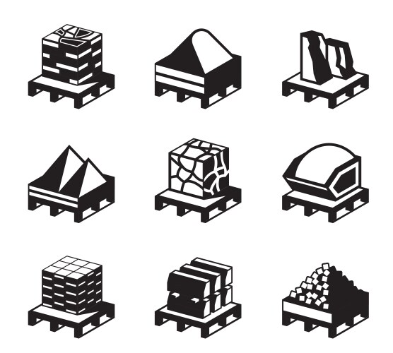 Construction materials icon set Royalty Free Vector Image