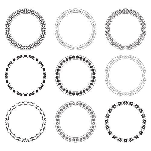 Romantic collection with hand drawn round frames Vector Image
