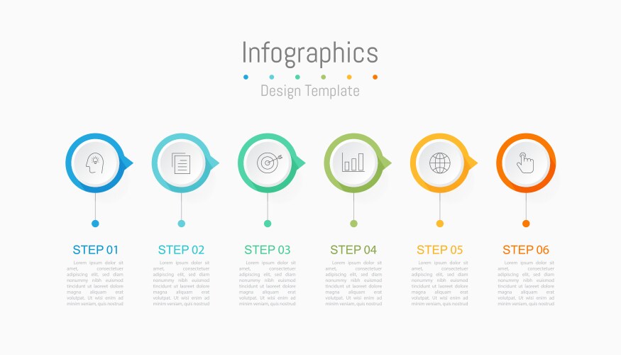 Infographic 6 options design elements Royalty Free Vector