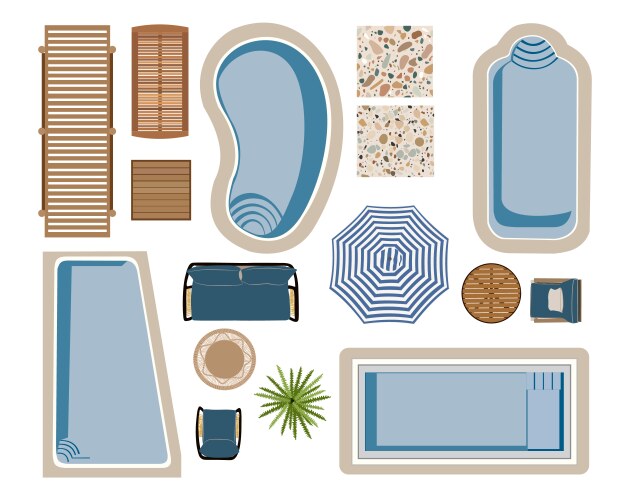 Outdoor Furniture Bench Top View For Landscape Vector Image Wooden