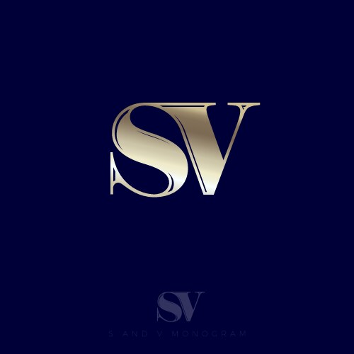G and v letters monogram gold Royalty Free Vector Image