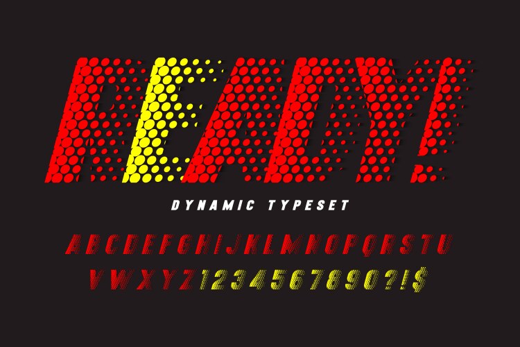 Dynamic alphabet design letters Royalty Free Vector Image