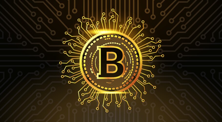 Crypto currency bitcoin golden symbol Royalty Free Vector Crypto currency bitcoin golden symbol Royalty Free Vector