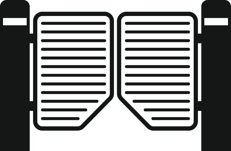 Simple icon of a double swing gate providing Vector Image