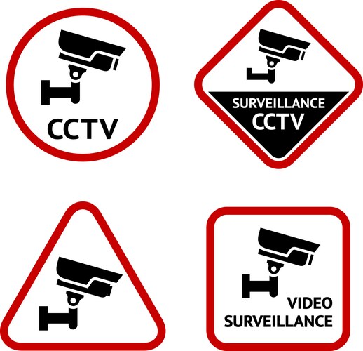 Warning sign cctv 24 hour video surveillance Vector Image
