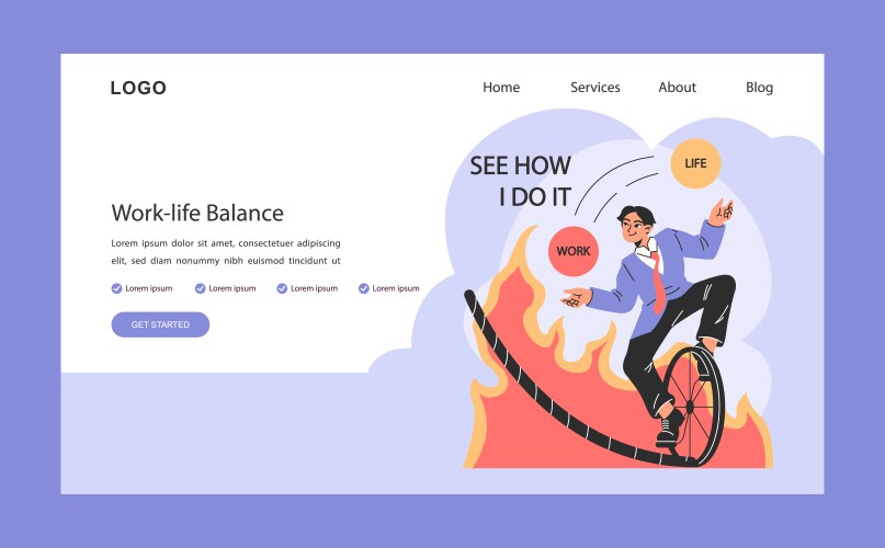 Professional burnout coping mechanism web banner Vector Image