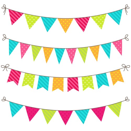 Group hanging bunting party flags Royalty Free Vector Image