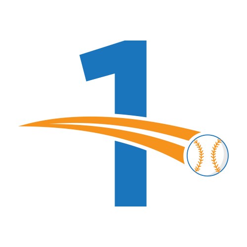 Baseball logo on letter l concept with moving Vector Image