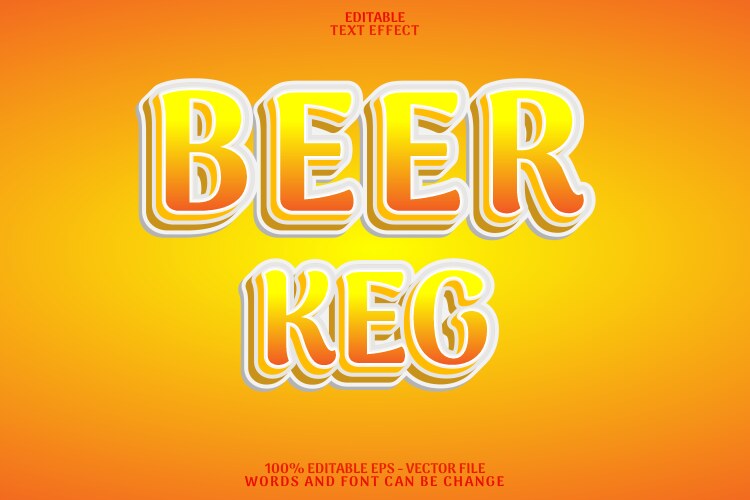 Beer keg editable text effect cartoon style Vector Image