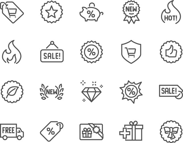 Fabric feature line icons pictograms Royalty Free Vector
