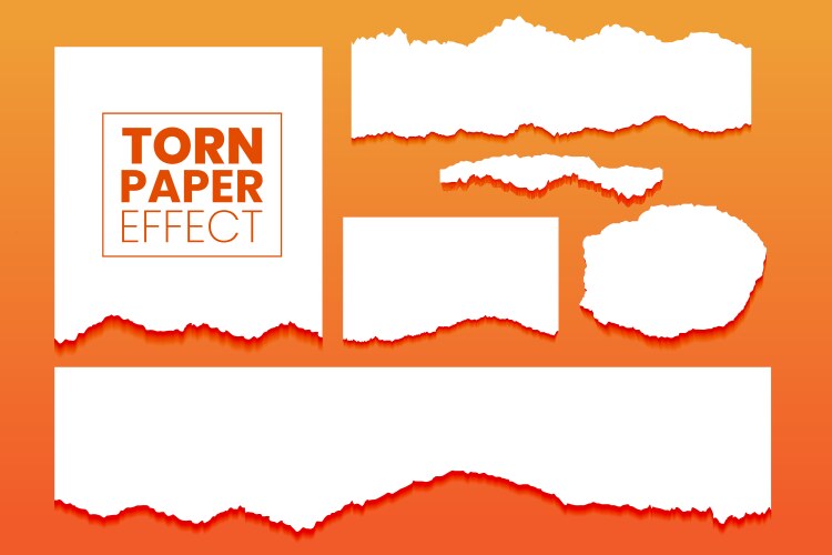 Orange sheet ripped torn paper effect Royalty Free Vector