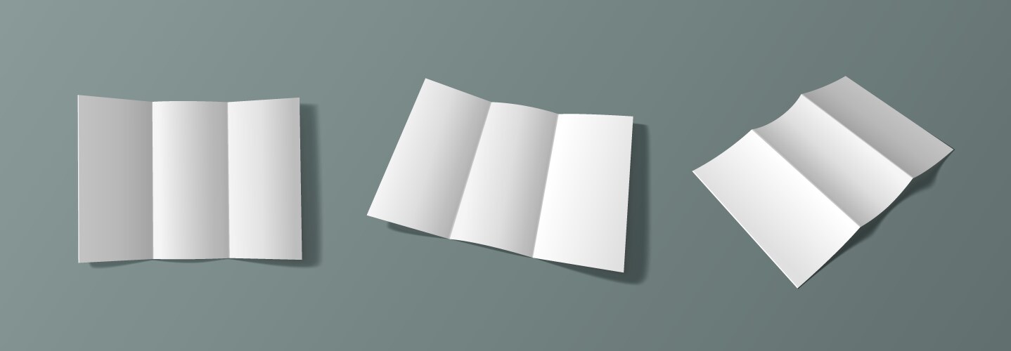 Tri fold white empty leaflet mockup Royalty Free Vector