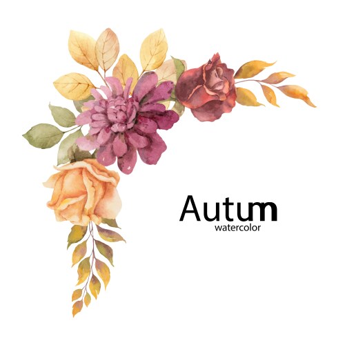 Watercolor autumn wreath with rose and dry Vector Image