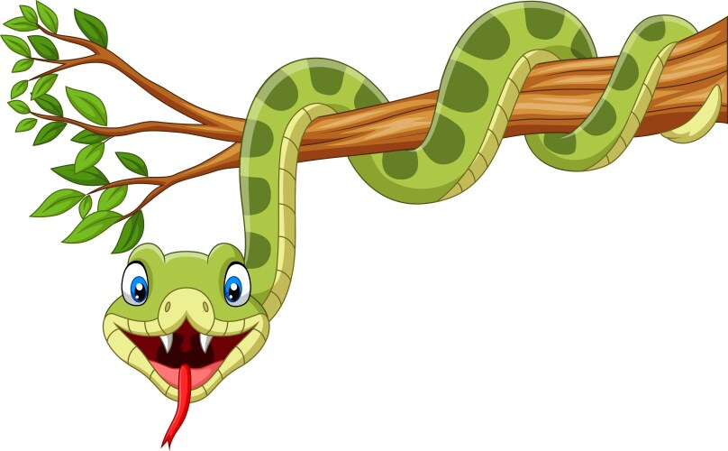 Cute green snake cartoon Royalty Free Vector Image