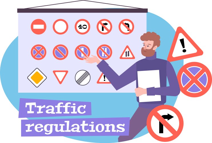 Common driving safety rules rectangle infographic Vector Image