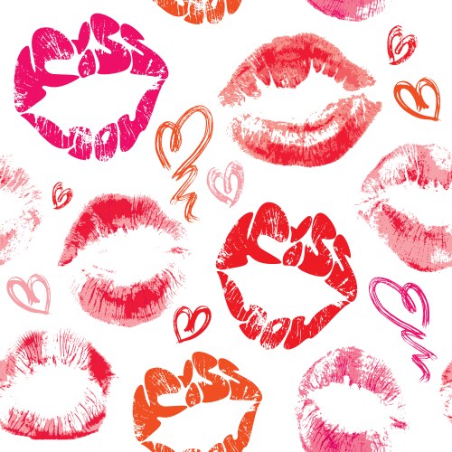 Lipstick kiss print isolated seamless pattern Vector Image