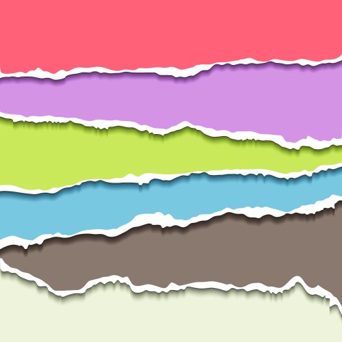 Torn paper edge seamless borders colorful pages Vector Image