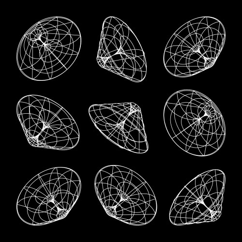 Wireframe lined shapes perspective mesh 3d grid Vector Image