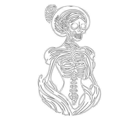 Bone girl outline sketch Royalty Free Vector Image