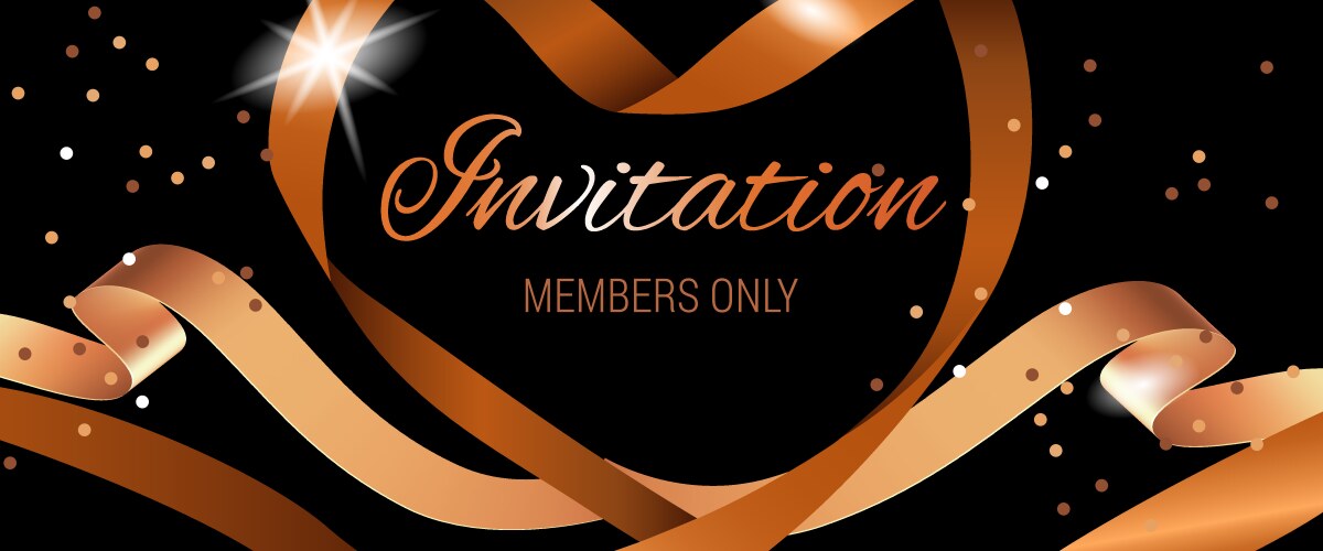Invitation members only banner design with swirl Vector Image