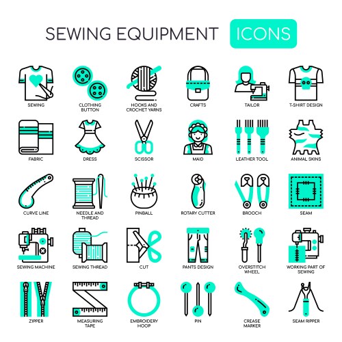 Sewing tools kit icons Royalty Free Vector Image
