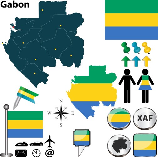 Gabon map Royalty Free Vector Image - VectorStock