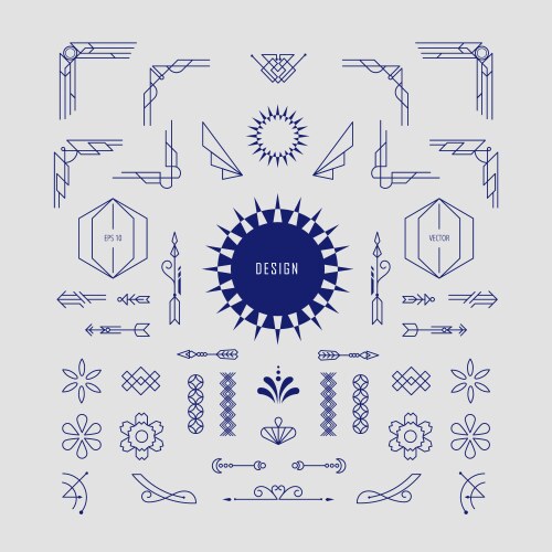 Set of vintage geometric shape border elements Vector Image