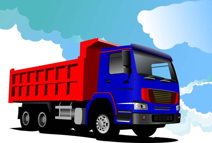 3d of red truck lorry Royalty Free Vector Image