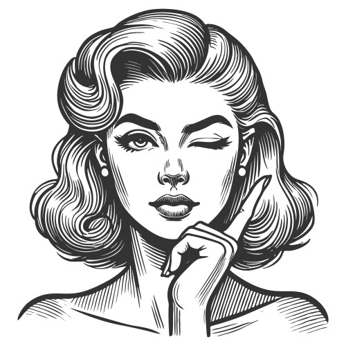 Joyful Young Woman Sketch Royalty Free Vector Image