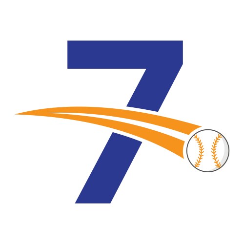 Baseball logo on letter v concept with moving Vector Image