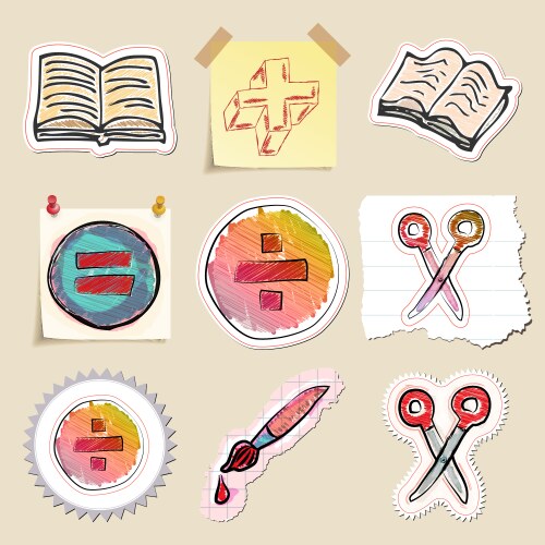 Hand drawn education emblems set isolated Vector Image