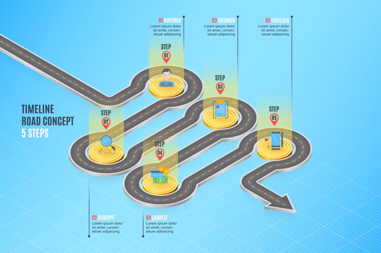Navigation map infographic 5 steps timeline Vector Image
