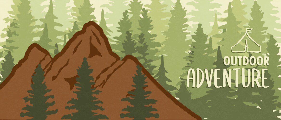 Adventure banner people climbing forest mountain Vector Image