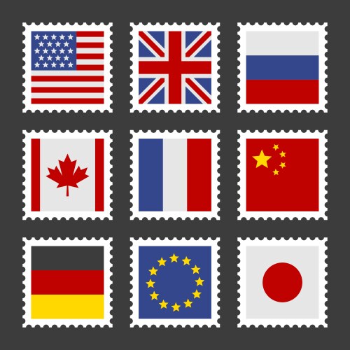 World cities post stamps travel postage stamp Vector Image