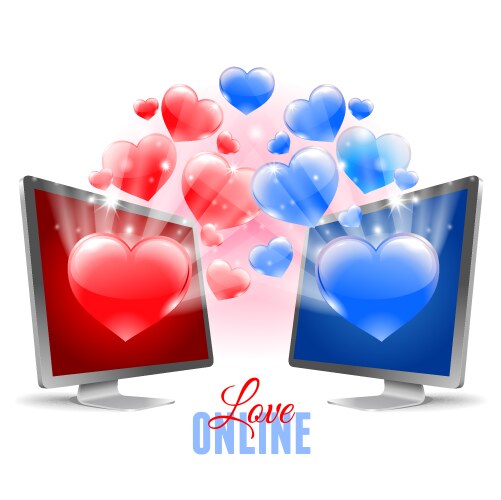 Virtual relationship men women on display Vector Image