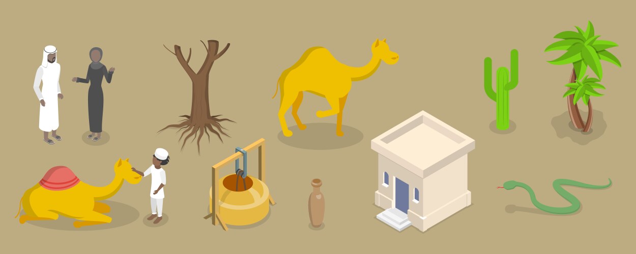 Desert isometric infographics Royalty Free Vector Image