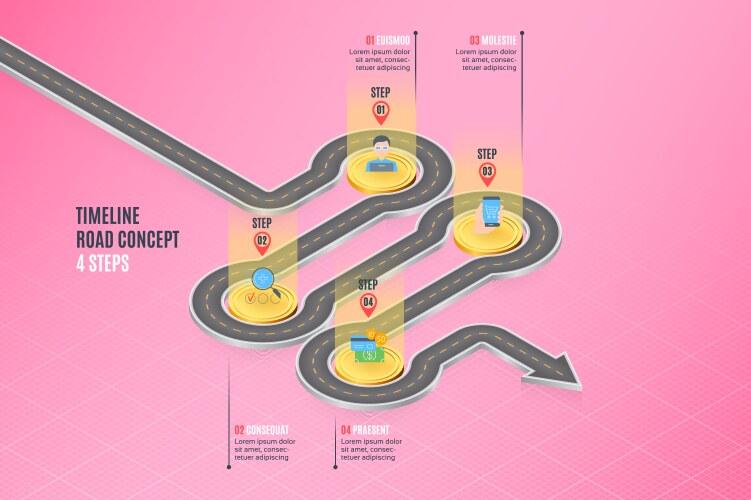 Navigation map infographic 5 steps timeline Vector Image