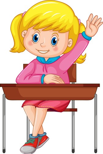 Cartoon girl sit on the wood chair Royalty Free Vector Image