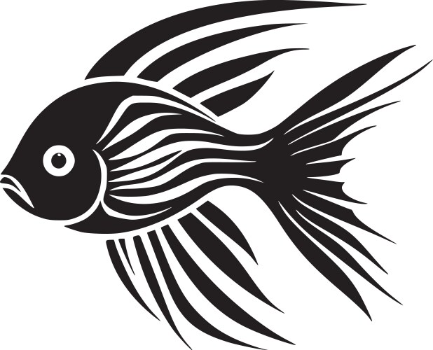Angelfish - black and white Royalty Free Vector Image