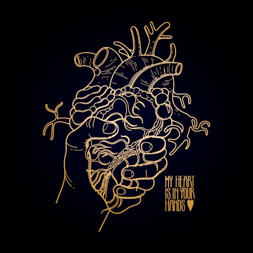 Doodle golden hearts hand drawn love heart icons Vector Image