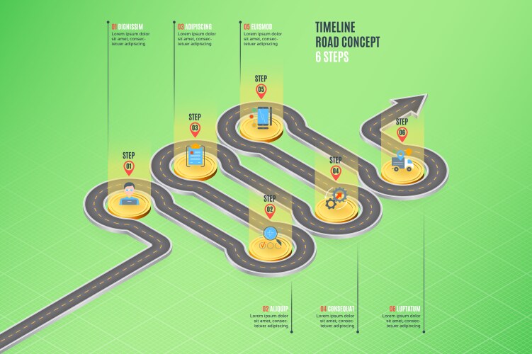 Navigation map infographic 5 steps timeline Vector Image
