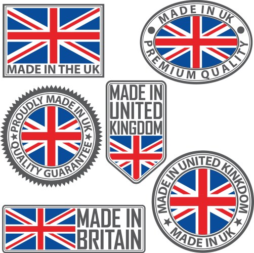 Made in great britain label set national flag Vector Image